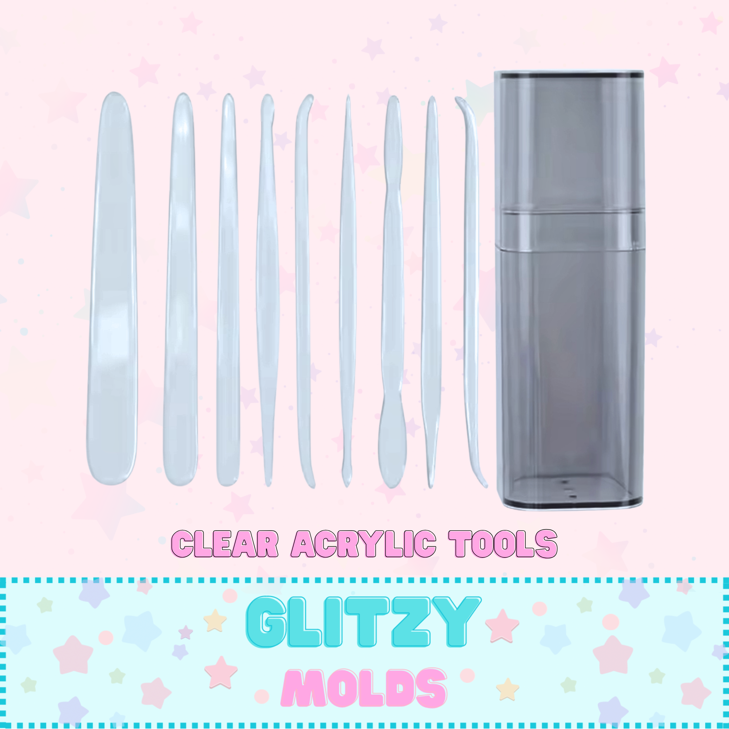 9 pcs Clear Acrylic Modeling Clay Tool Set with Case – Glitzy Molds