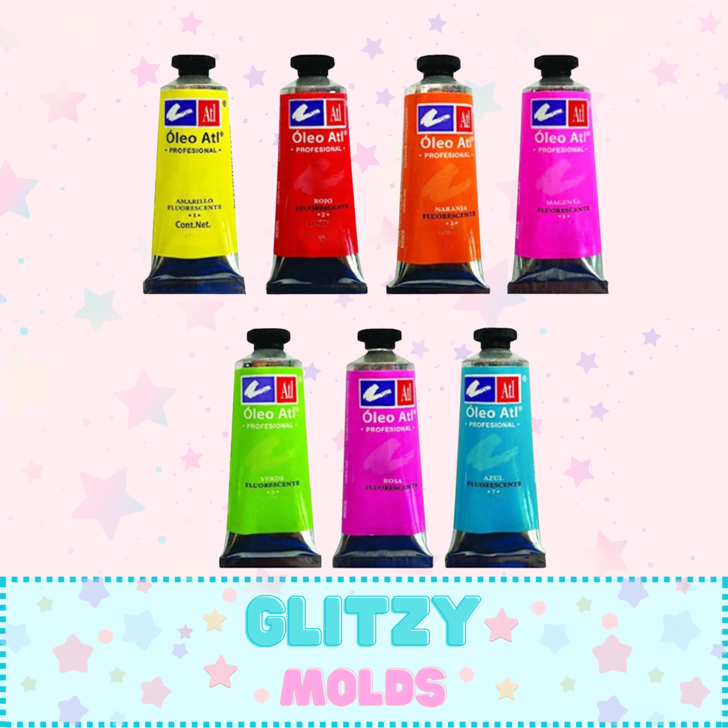 ATL Oil Paints, 16 ml, Fluorescent Colors, Clay Pigments – Glitzy Molds